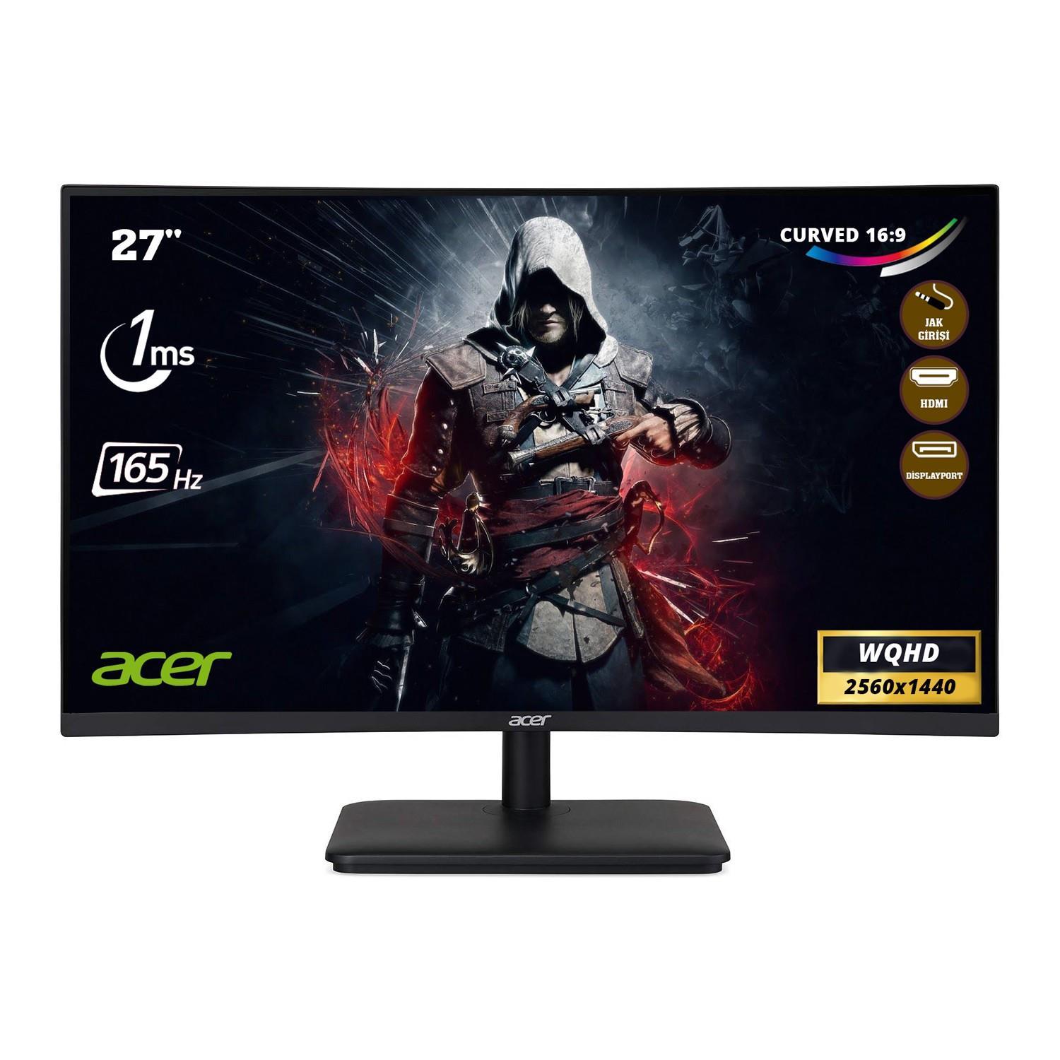 Acer 27" ED270U UM.HE0EE.P10 1Ms 165Hz Qhd Curved Hdmi+Dp Monıtor